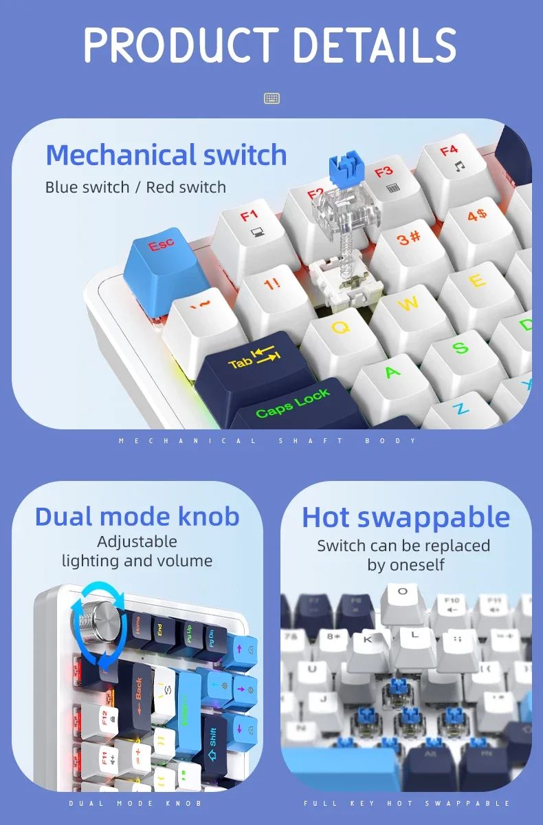 75% Mechanical Keyboard: Hot Swappable, RGB Backlit, 82 Keys