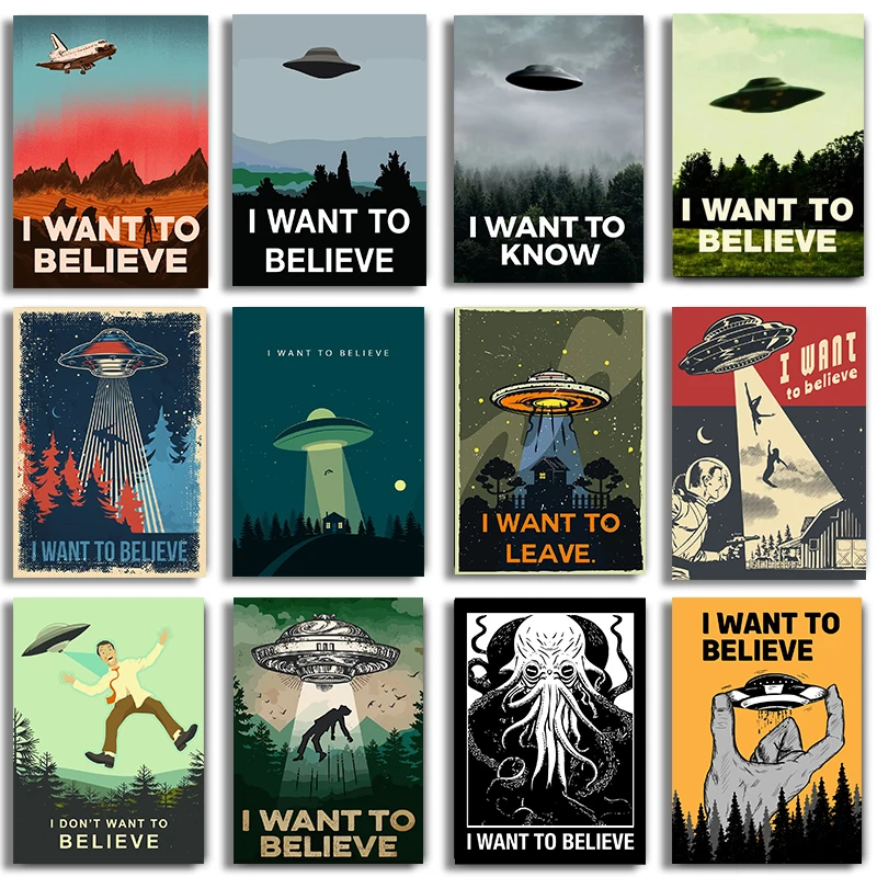 I-WANT-TO-BELIEVE-UFO-Alien-Morden-Art-Canvas-Painting-Posters-and ...