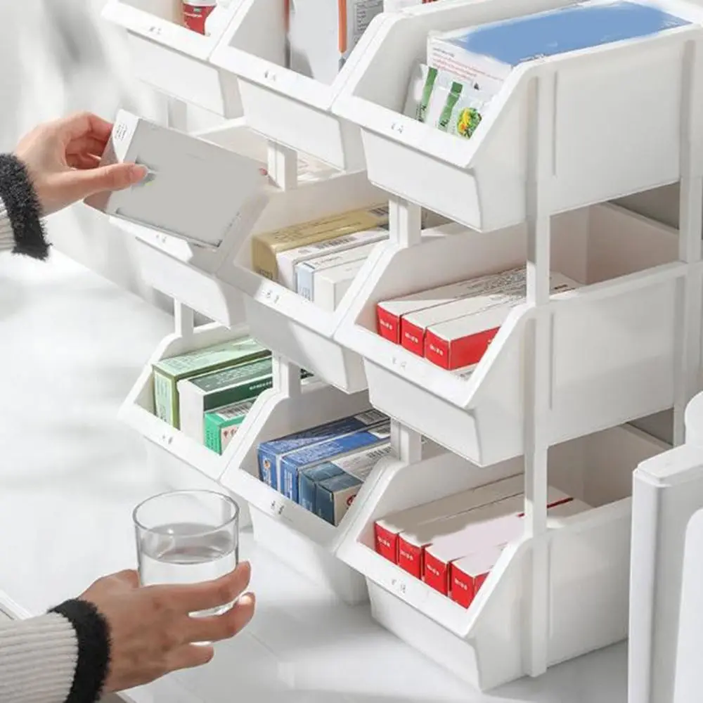 Plastic Labelled Storage Bins Oblique Mouth Design Space Saving ...