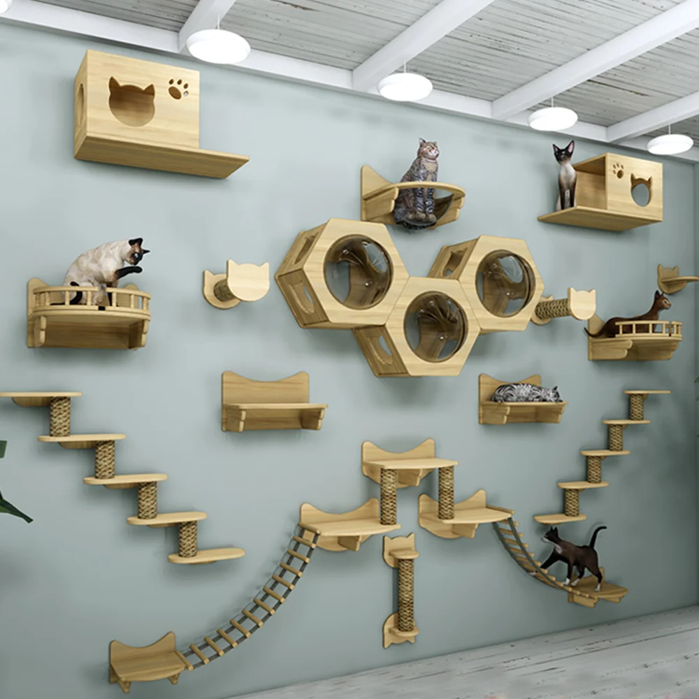 1-Piece-Cat-Climbing-Shelf-Wall-Mounted-Cat-Sisal-Hammock-Cat-Stairway ...