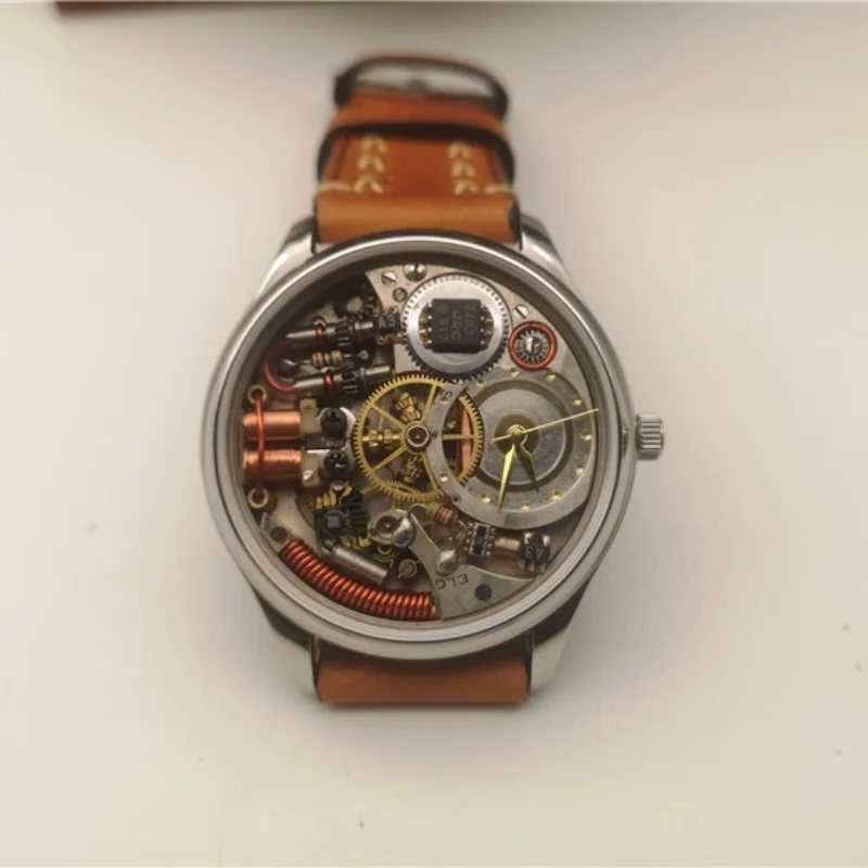 Punk-Watch-Quartz-Watch-Stainless-Steel-Watch-Case-Cow-Leather-Watch ...