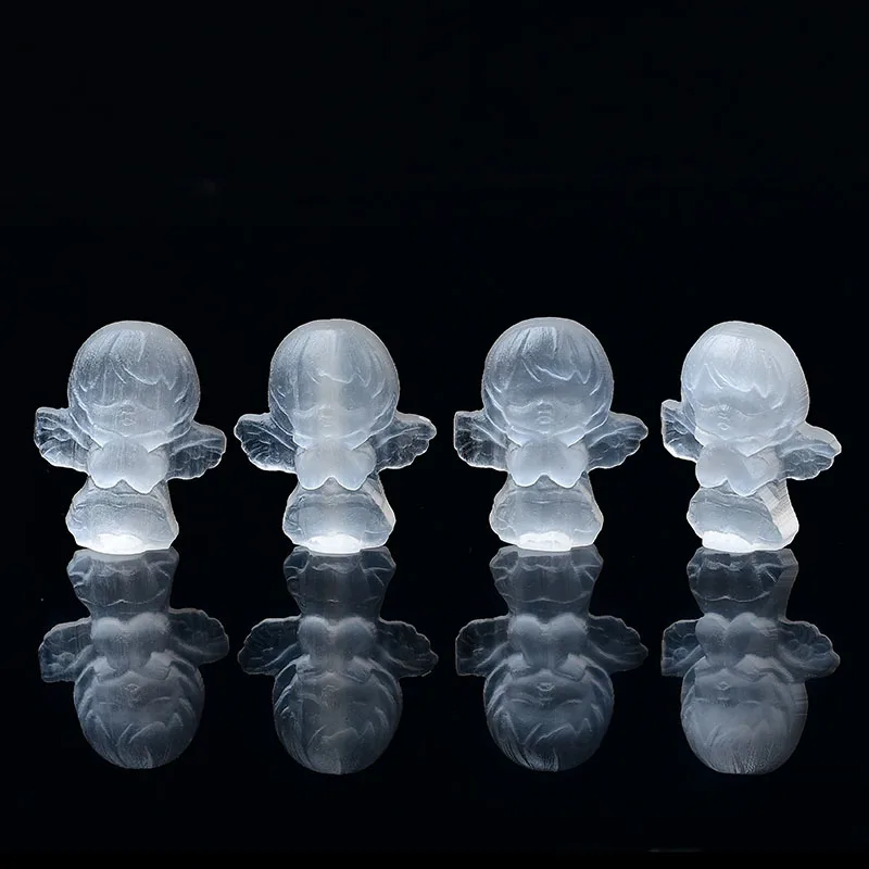 1pc Natural Selenite Carving Angel White Selenite Loveliness Statue ...