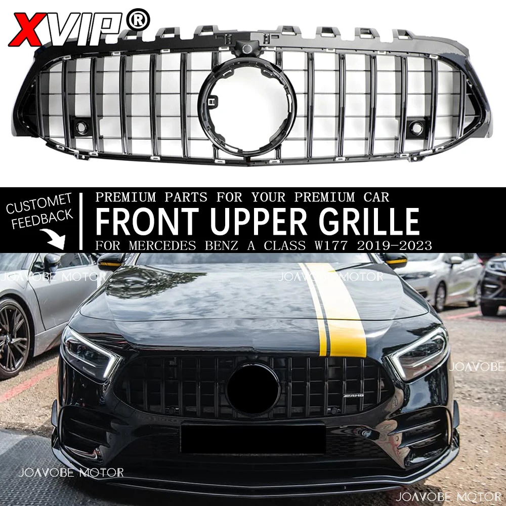 XVIP グロッシーブラック GTRスタイル レーシンググリル バンパーグリル W/360 メルセデスベンツ Aクラス W177/V177 ...