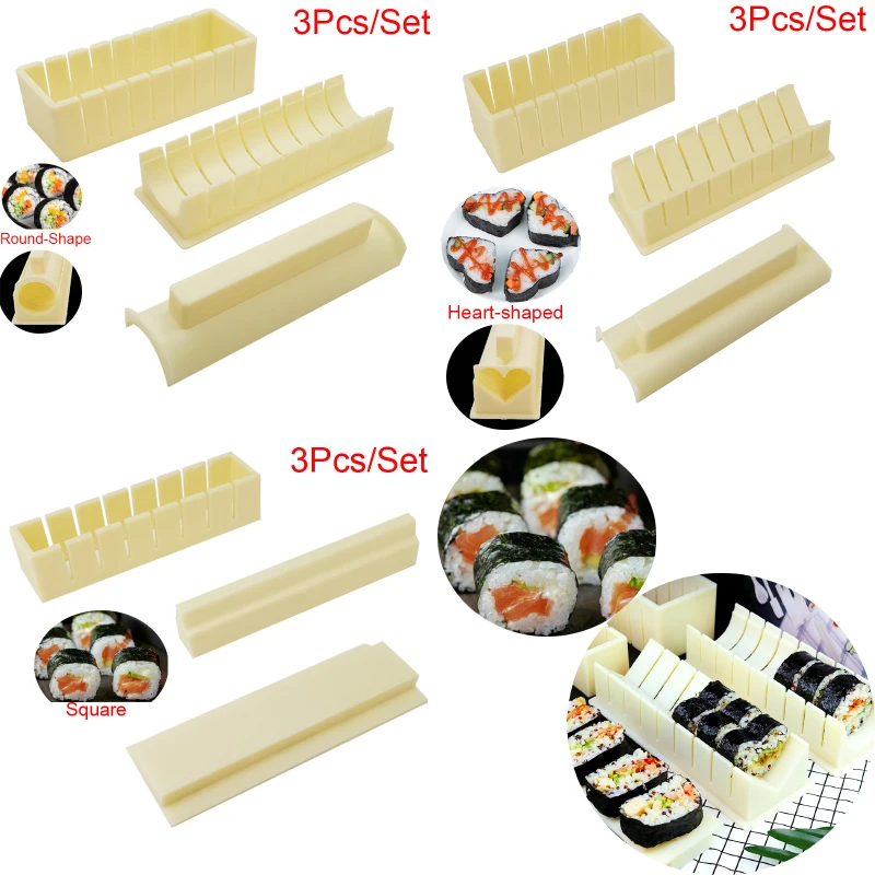 3-Styles-Heart-Round-Square-Sushi-Maker-Rice-Mold-Japanese-Rice-Ball ...