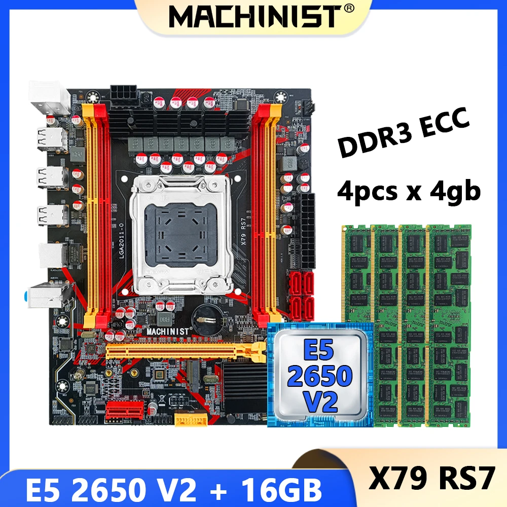 MACHINIST 마더보드 세트 키트, X79, 제온 E5 2650 V2 CPU 포함, DDR3, 4 개 x 4GB, ECC RAM 메모리 콤보, NVME, M.2, r ...