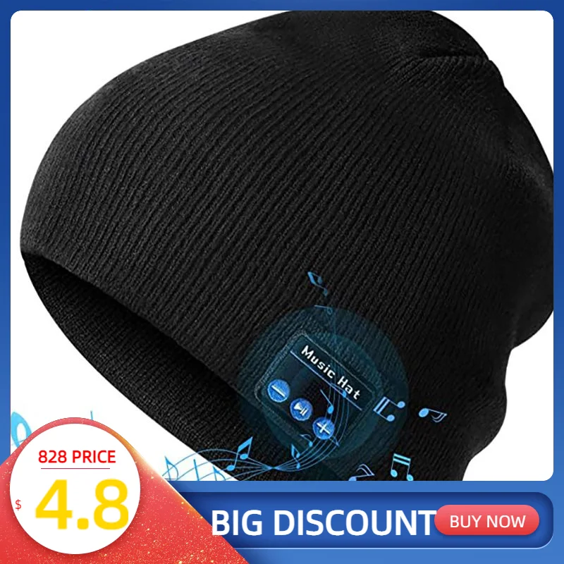 Bluetooth-Earphone-Music-Hat-Winter-Wireless-Headphone-Cap-Headset-Mic ...