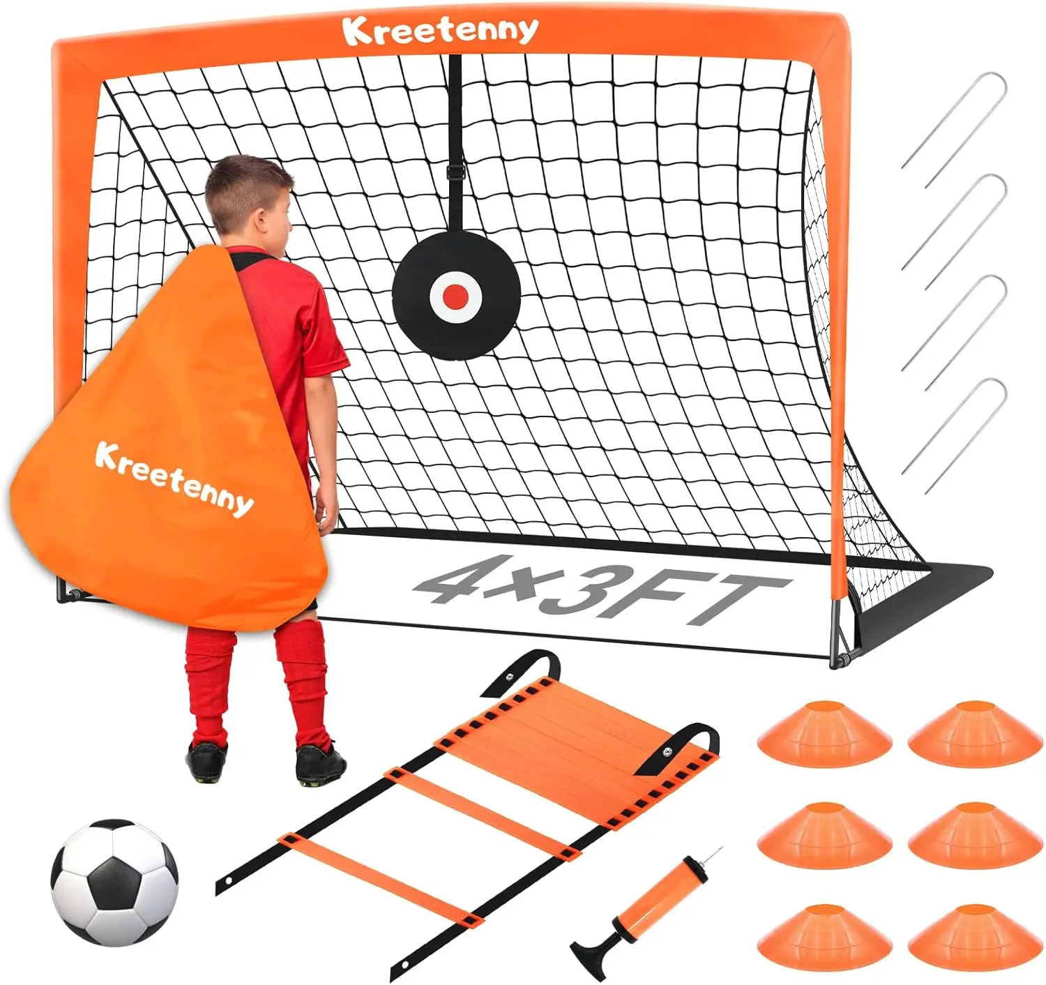 Kids Soccer Goals for Backyard Set,4'x3' Portable Soccer Goal Training ...