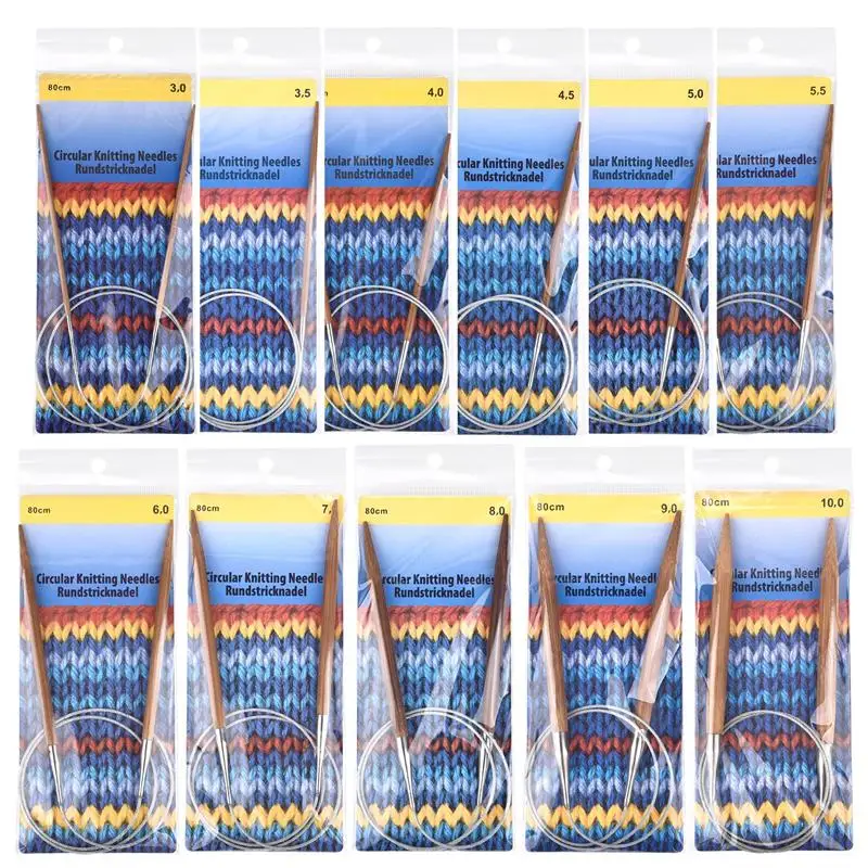 3.0-10mm Stainless Steel Bamboo Loop Circular Crochet Needles Knitting ...