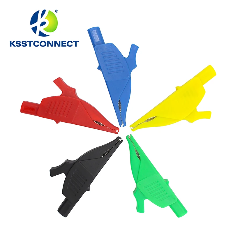 CC263 5pcs Insulated Dolphin safety Alligator Clips with 4mm Socket ...