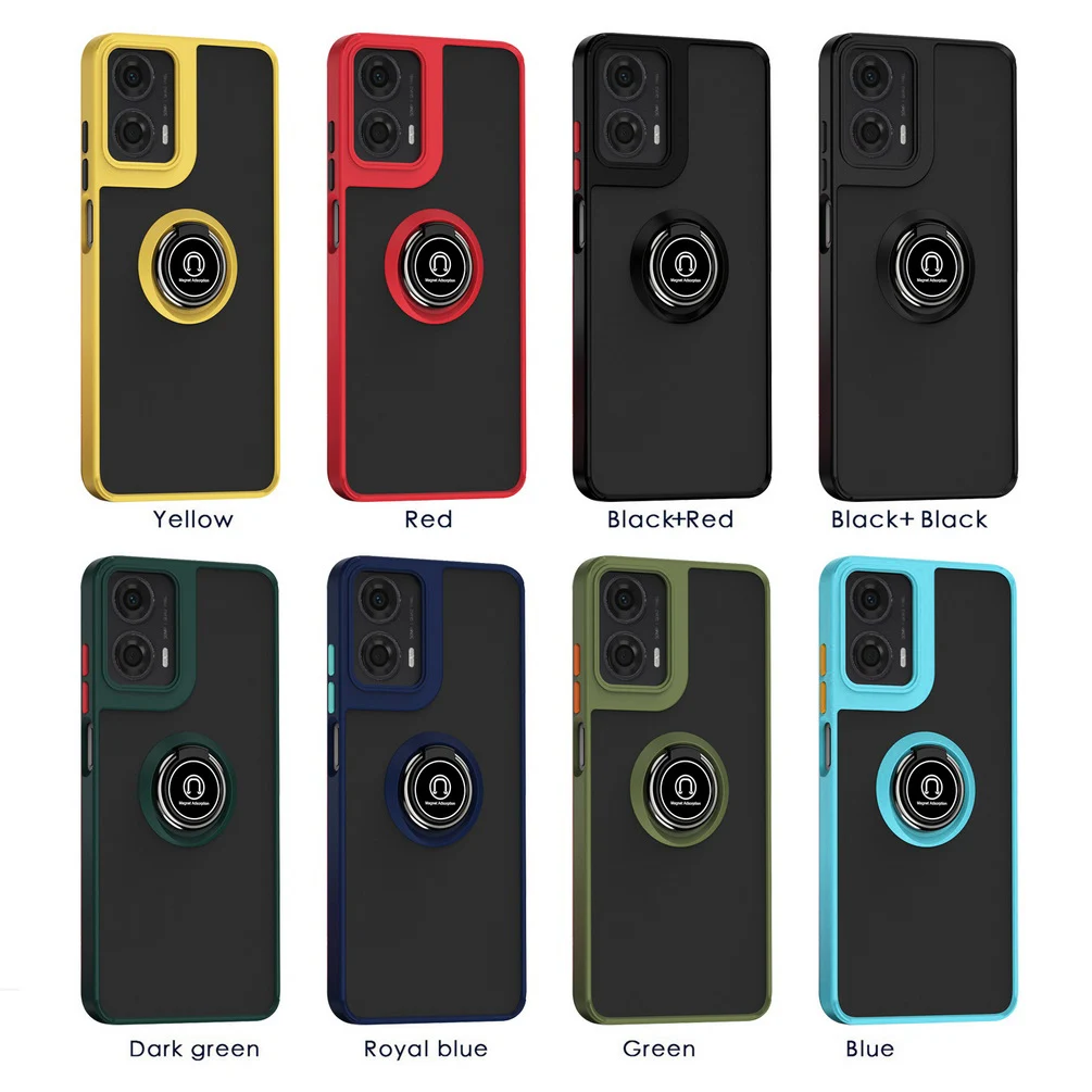 Rotatable Bracket Case with Finger Ring Cover for Moto G14 4G (Army green)