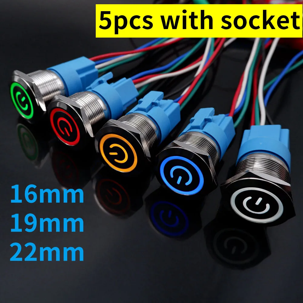 5-pcs-Metal-Push-Button-Switch-16mm-19mm-22mm-PC-Power-Symbol ...