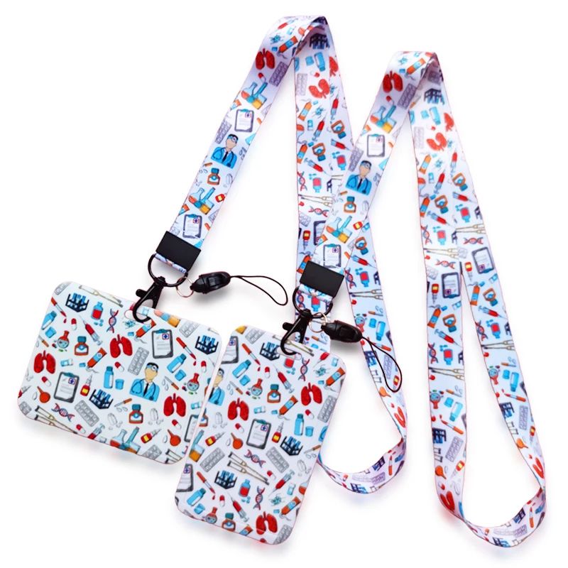 Medicine and First Aid ID Badge Holder Lanyards Keychain Heart ...