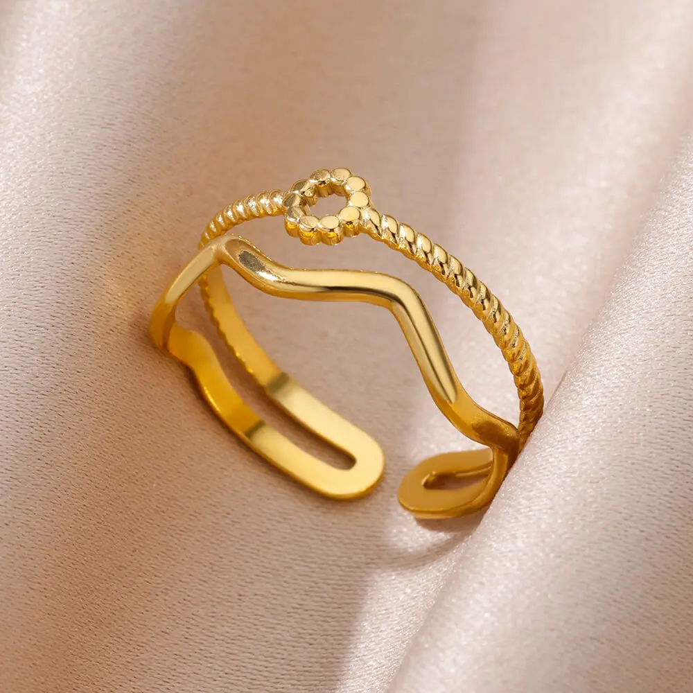 Double-Layer-Rings-For-Women-Men-Gold-Color-Stainless-Steel-Open-Ring ...
