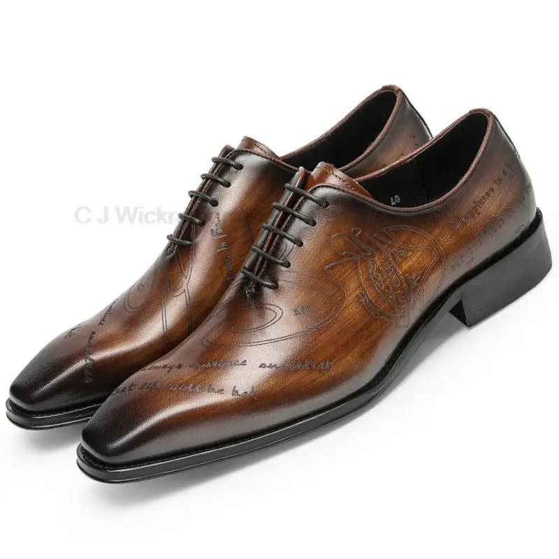 Handmade-Mens-Oxford-Shoes-Genuine-Leather-Engraving-Men-s-Dress-Shoes ...
