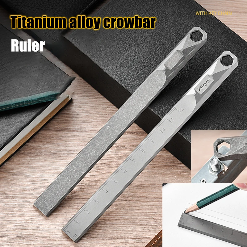 18cm-Titanium-Alloy-Straight-Ruler-8mm-Hex-Wrench-EDC-Crowbar-Key-Chain ...