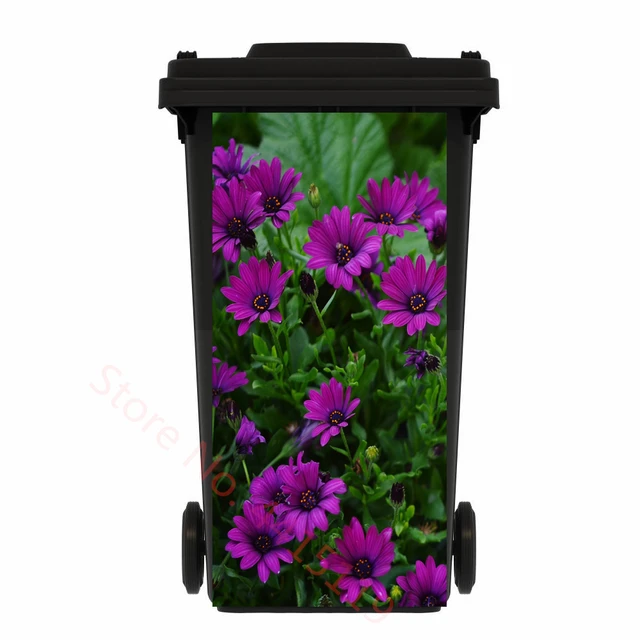 Green Leaves Plant Trash Can Sticker Waterproof Peel & Stick Trash Can ...