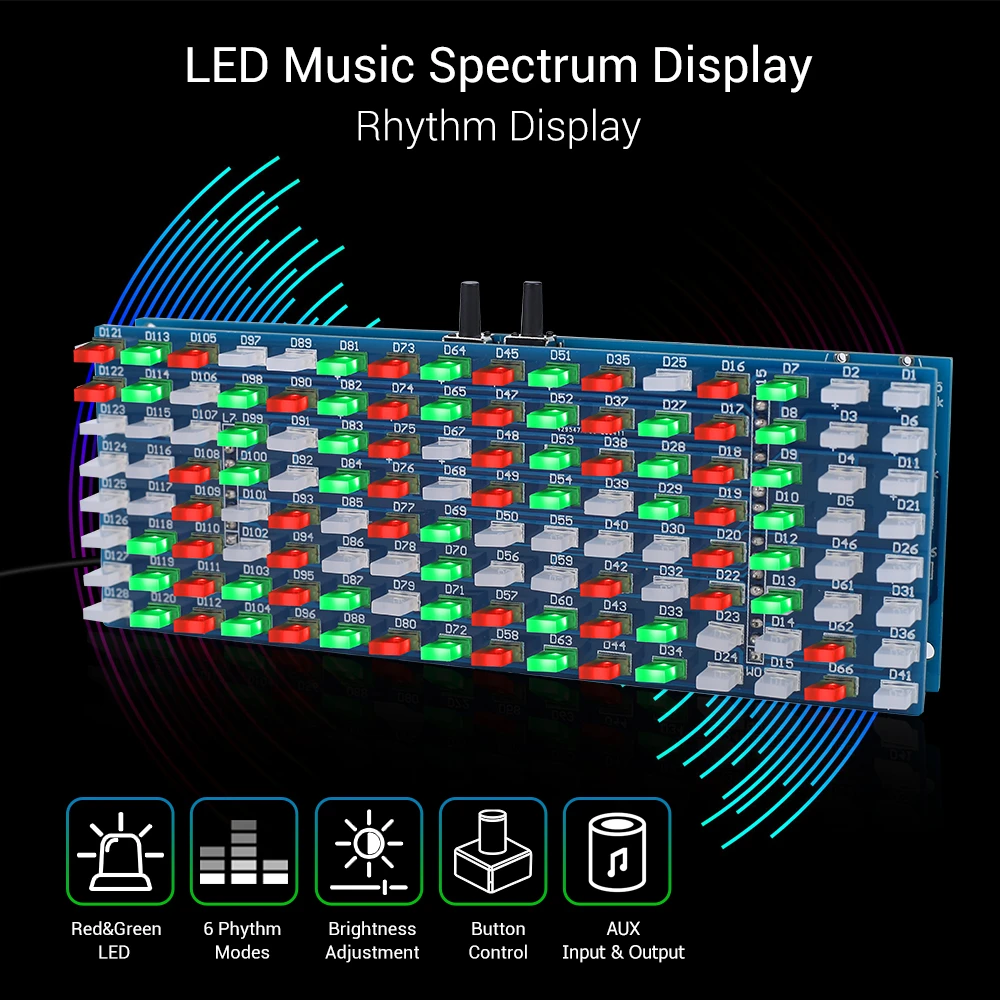 DIY Electronic Kit LED Music Spectrum Flashing Audio Level Indicator C51 MCU Controller ...