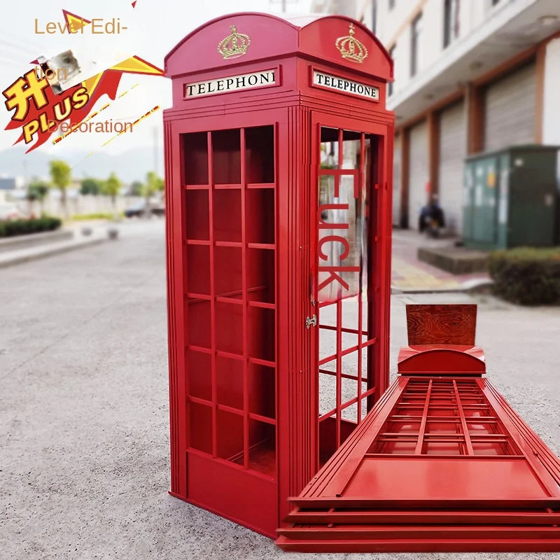 Retro-Red-Telephone-Box-Large-scale-Movable-Soft-wear-Props-Model-Iron ...
