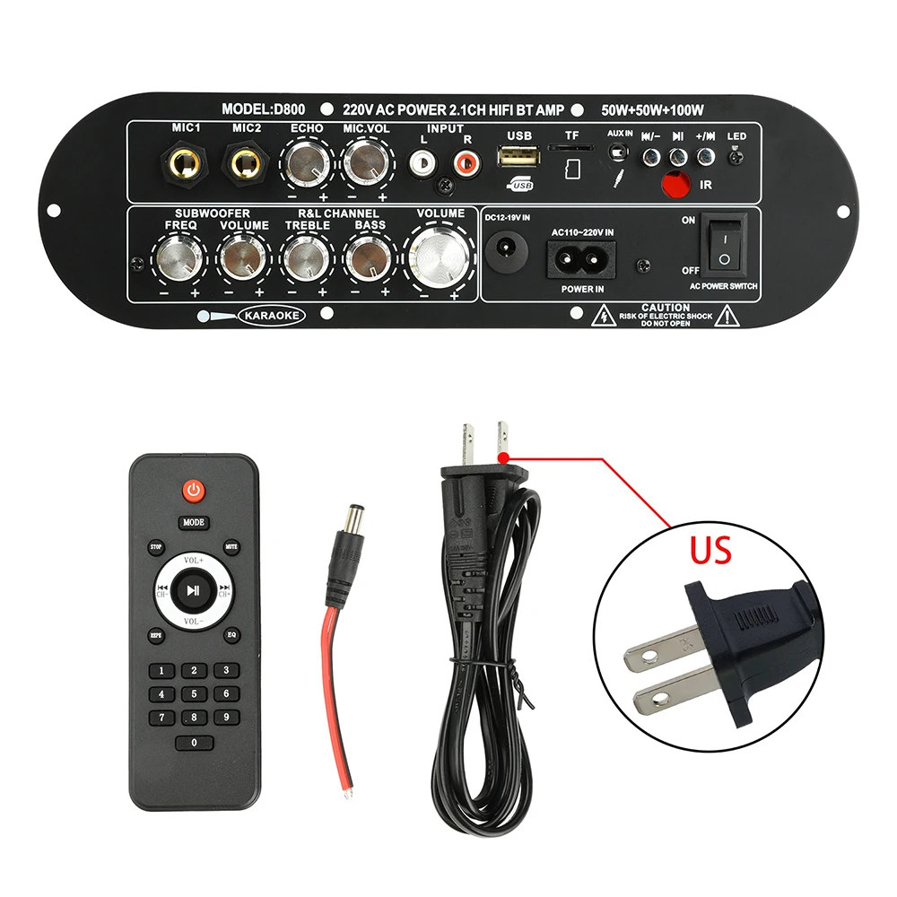 DC12-19V/AC110-2220V 2.1-Channel D800 Bluetooth Amplifier Board 2.1 ...
