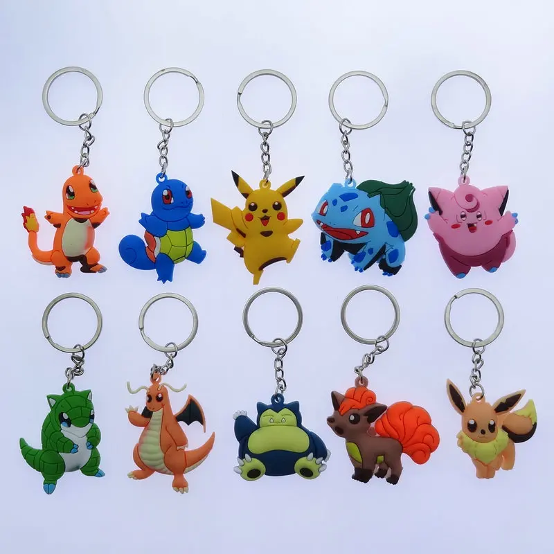New 31 Style Pokemon Keychain Cartoon Double Side Pocket Monsters Key ...