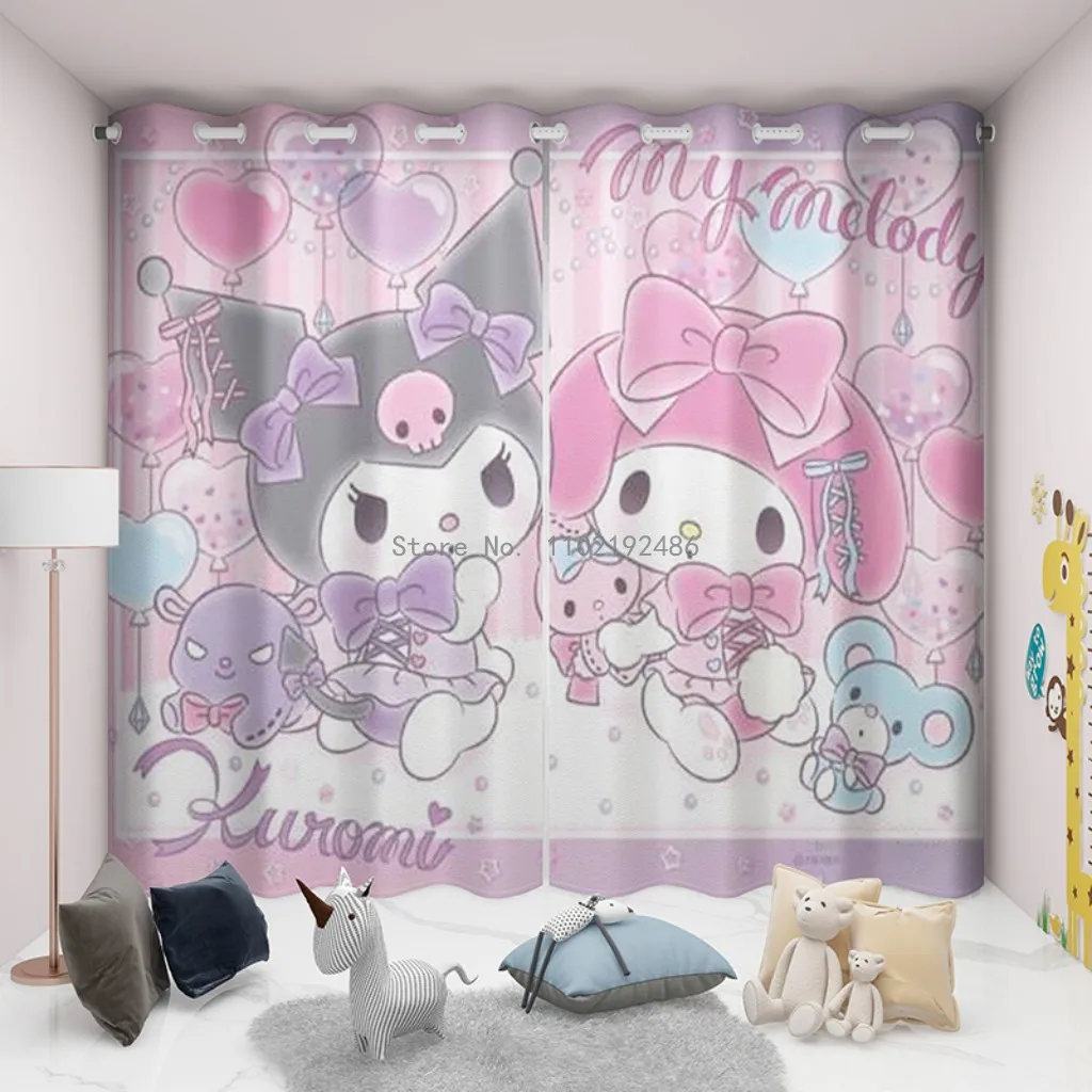 Hot Bandai Anime My Melody Kuromi Kawaii Cartoon Bedroom Window ...