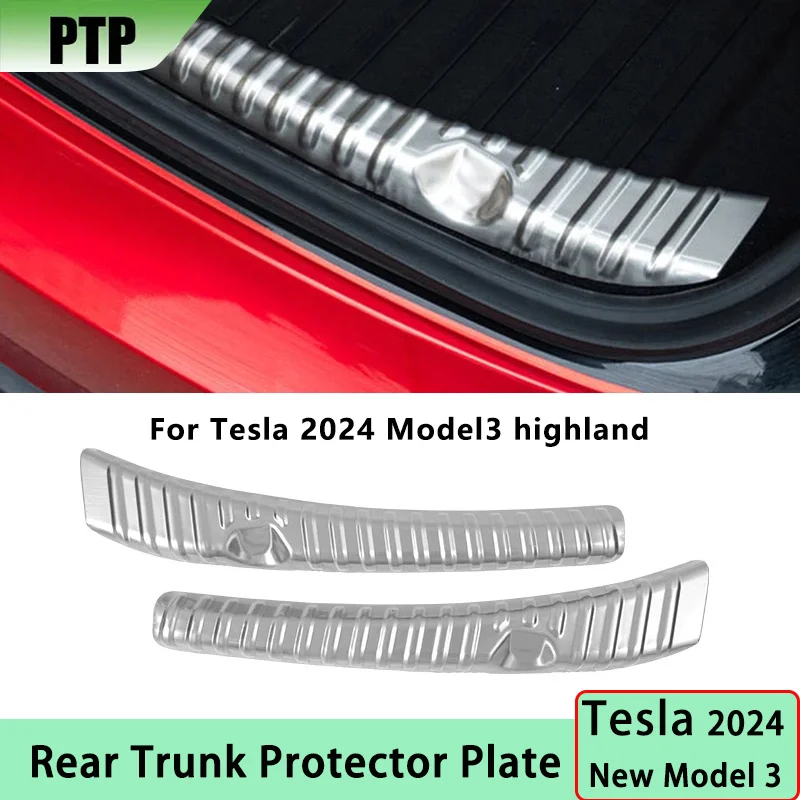 For-Tesla-New-Model3-Highland-2024-Stainless-Steel-Trunk-Inner-Guard ...