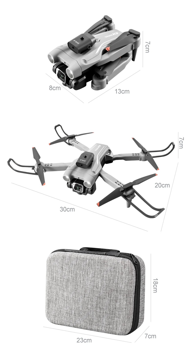 K9-Noir-4K2B - Drone K9 Pro 4K HD professionnel, Double caméra, Grand ...
