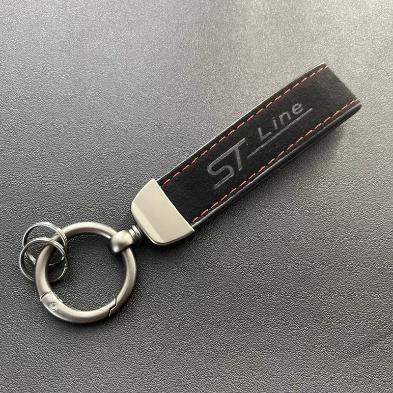 Luxury Suede Leather Keychain Key Chain Rings For Ford ST LINE Fiesta ...