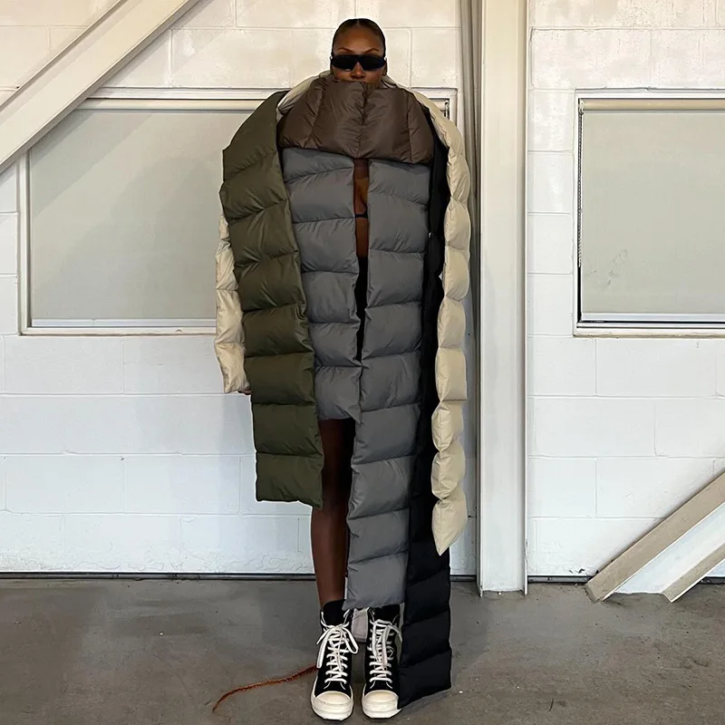 Bubble-Long-Black-Scarf-Fashion-Women-Y2K-Streetwear-Cotton-Padded ...