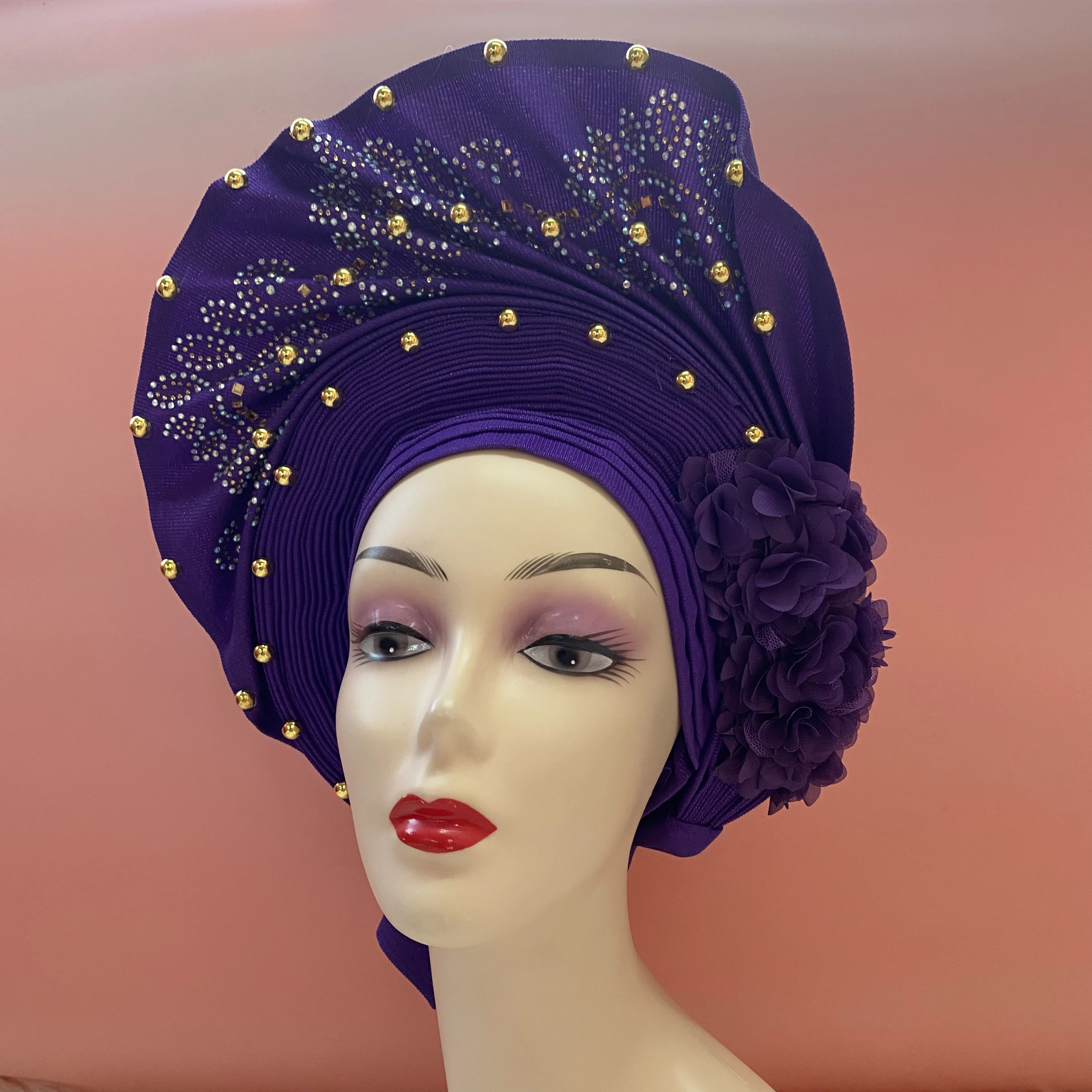 African-Turban-Cap-With-Flower-On-Top-Nigerian-Sego-Gele-Headtie-2022 ...