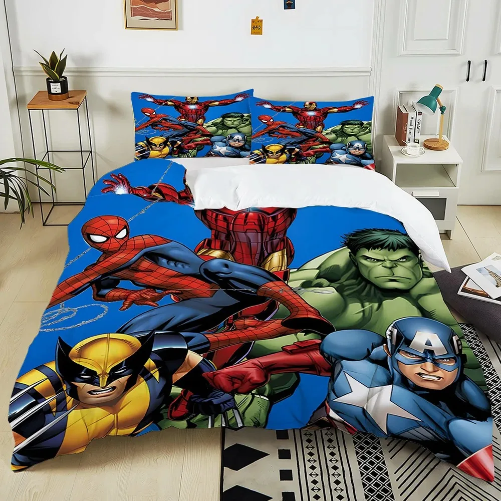 Marvel-Bedding-Set-Superhero-Cartoon-Duvet-Cover-Pillow-Case-Hulk-Iron ...