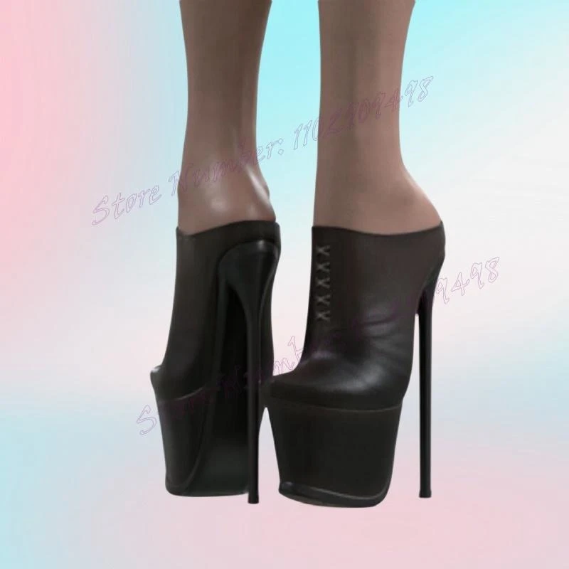 Black-Extreme-High-Heels-Platform-Pumps-Cut-Heels-Shoes-for-Women-Matte ...