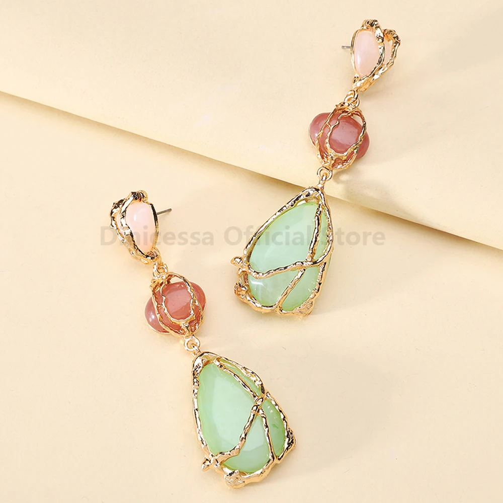 Elegant-Sweet-Multicolor-Resin-Decor-Gold-Color-Metal-Dangle-Drop ...