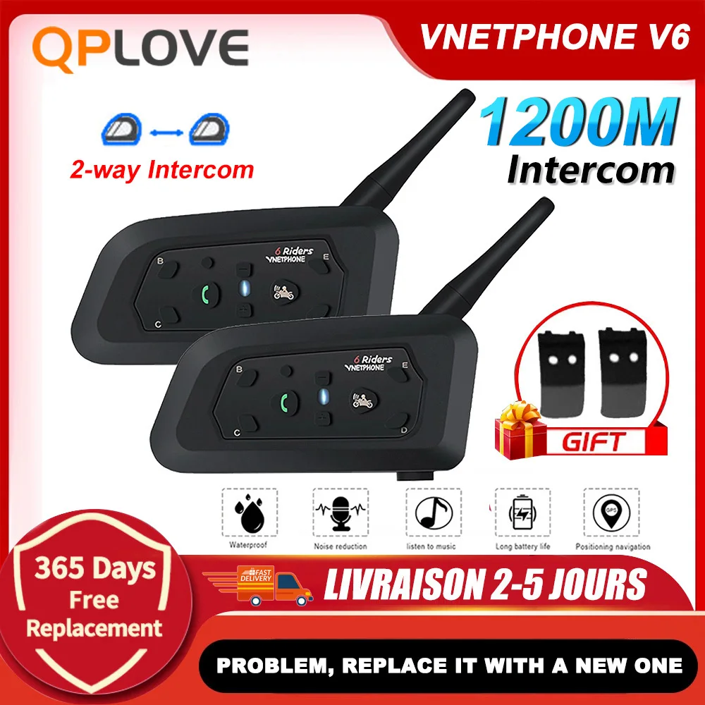 Vnetphone V6 Motorcycle Bluetooth Helmet Headset Intercom 6 Riders BT ...