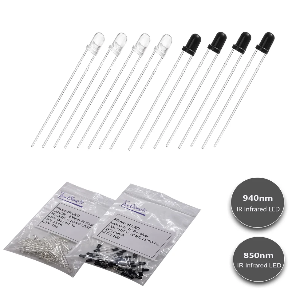 3mm-IR-LEDs-Emitting-Diode-F3mm-850nm-940nm-2pin-Infrared-Emitter-and ...