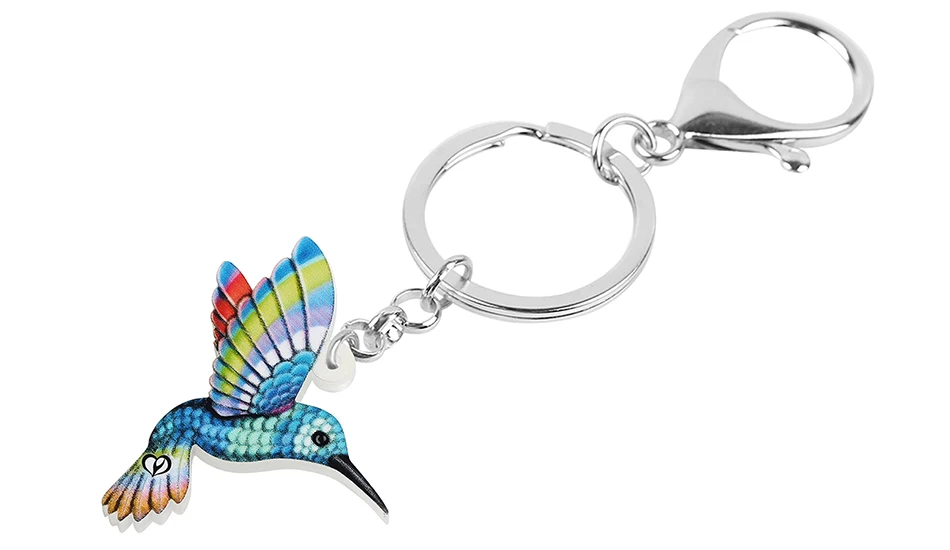 Acrylic Colorful Hummingbird Keychains Birds Purse Key Ring Chain Gift ...