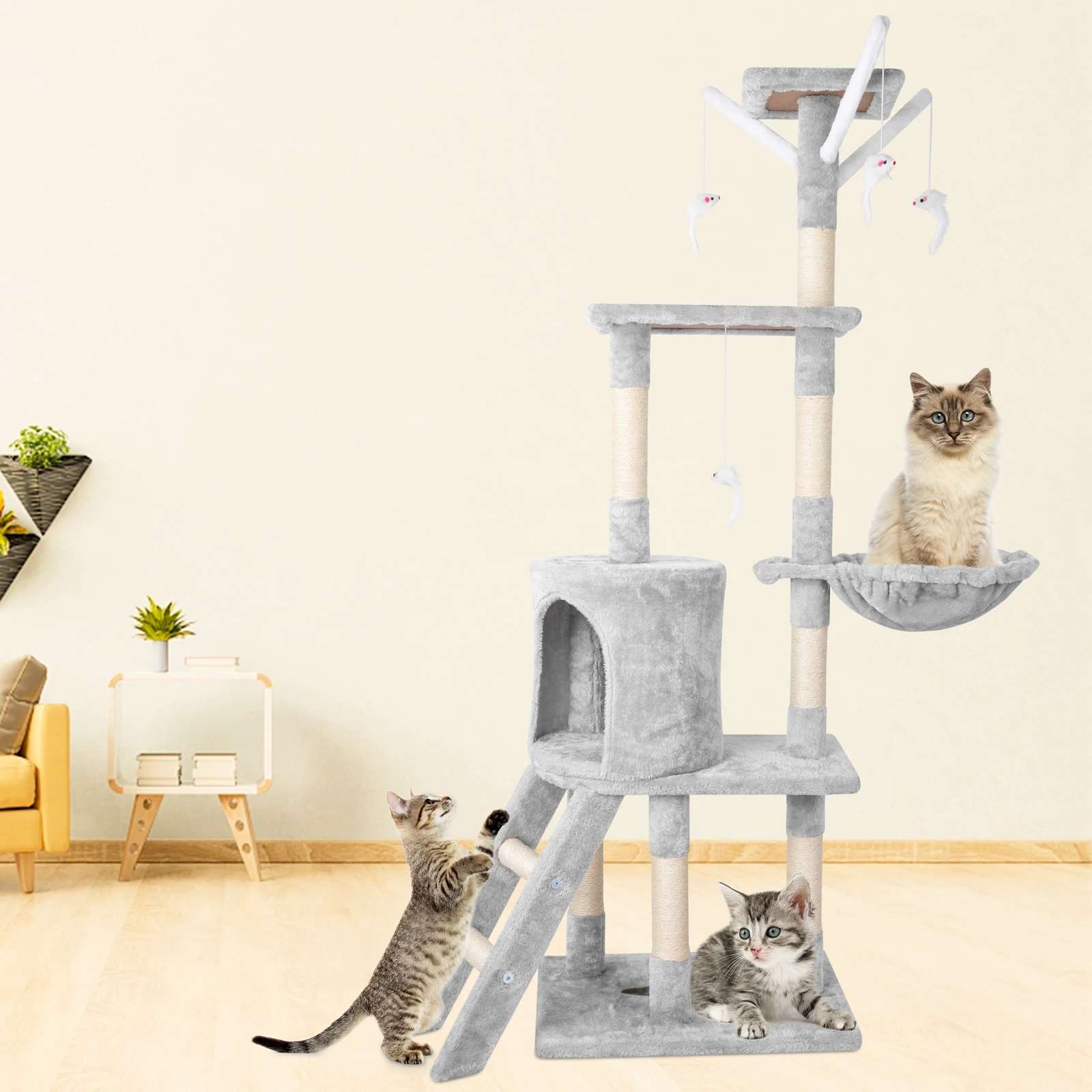 Multi-Level-Cat-Tree-Cat-Tower-with-Condo-Scratching-Post-Cat-Tree ...