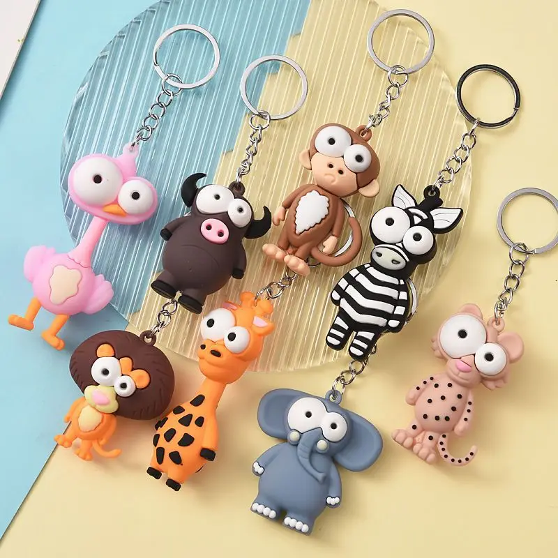 3D-Jungle-Animal-Keychains-Ostrich-Lion-Monkey-Elephant-Key-Chains ...