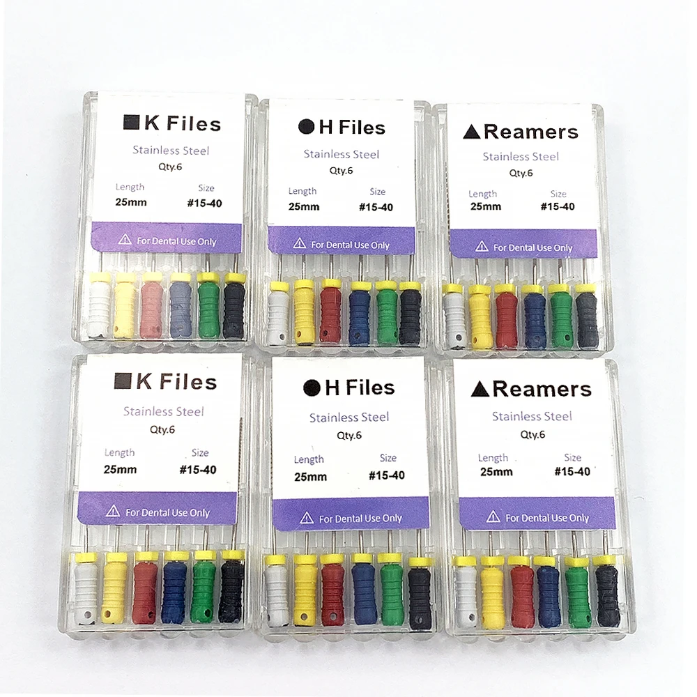 Limes dentaires K-Files H-Files à usage manuel, acier inoxydable, canal radiculaire endodontique ...