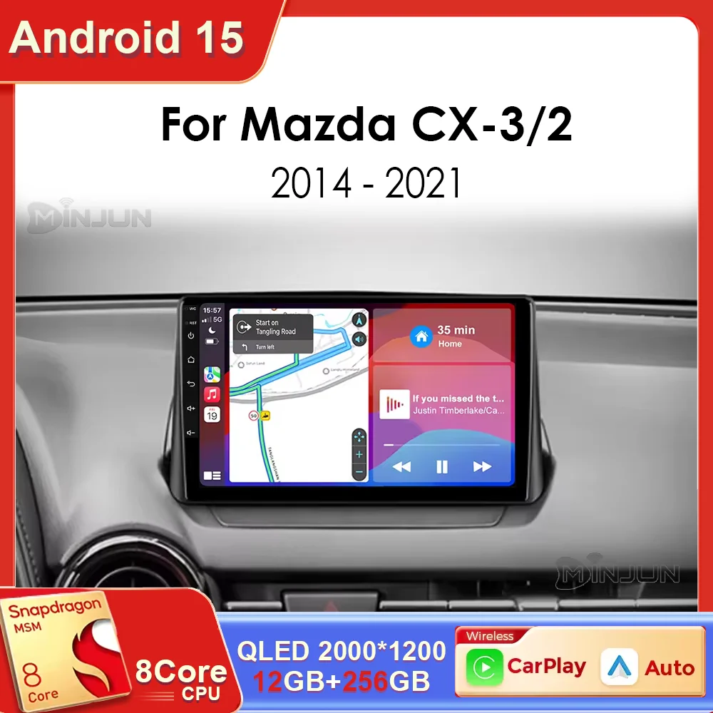 Android 15 Carplay Auto WIFI + 4G Radio de coche para Mazda CX-3 CX3 ...