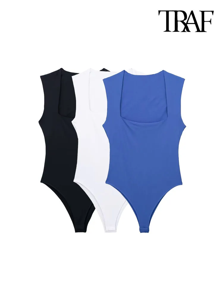 TRAF-monos-de-cuello-cuadrado-a-la-moda-para-Mujer-monos-Vintage-de ...