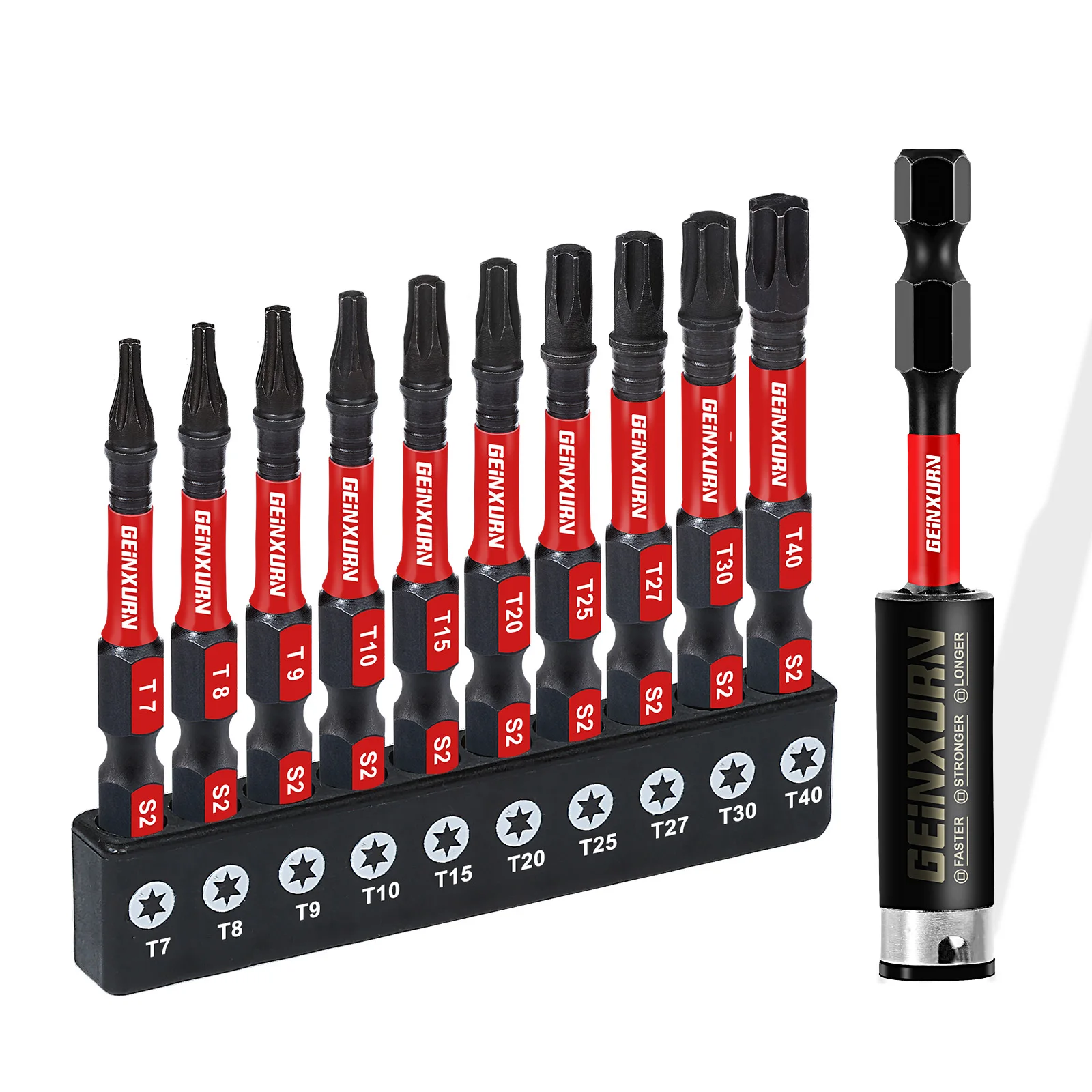 Geinxurn 2 Inches T7-T40 Torx Screwdriver Bit Set,Impact Tough Magnetic S2 Alloy Steel Star Bit ...