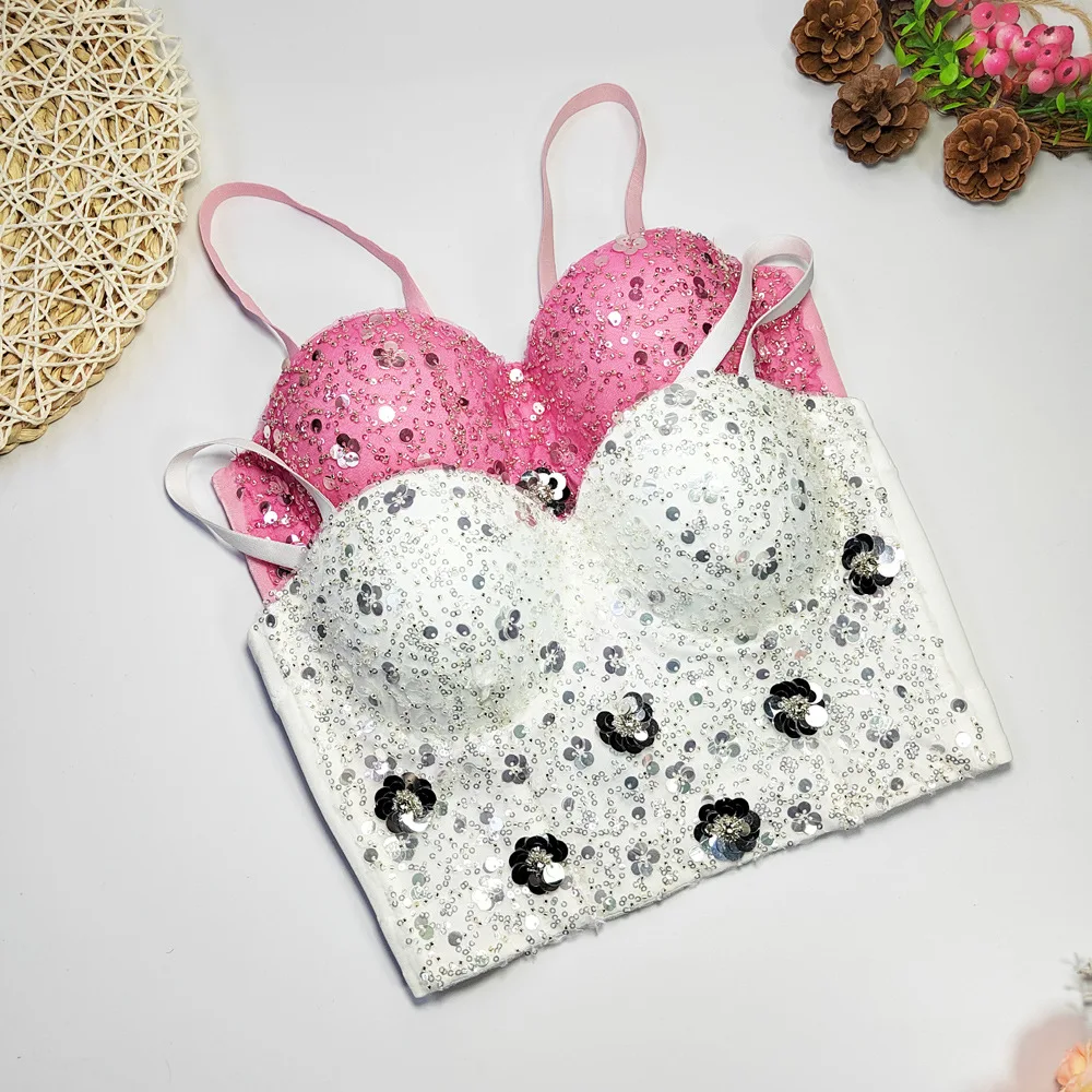 Designer-Bra-Camisole-Bling-Sequins-Chest-Cup-Style-Fashion-Party-Club ...