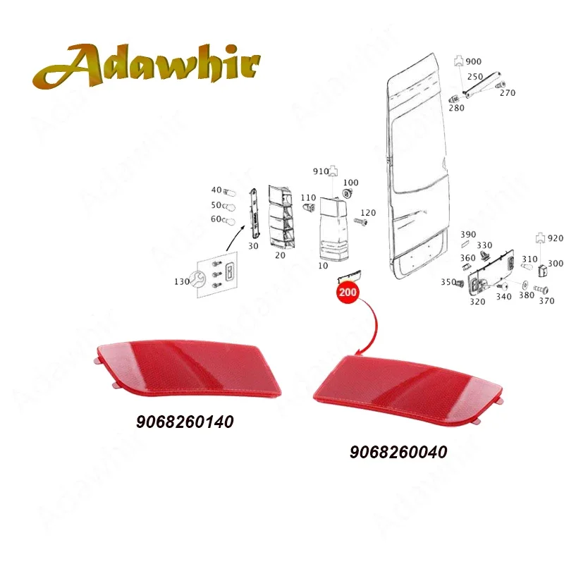 Rear-Reflectors-LH-RH-07-18-For-Mercedes-Sprinter-VW-Crafter-Bumper ...