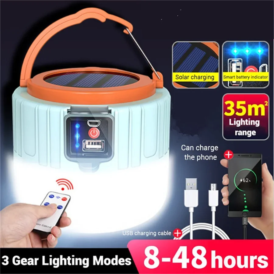 TIRVOSE Outdoor Solar Camping Lights Portable Lanterns USB Rechargeable ...