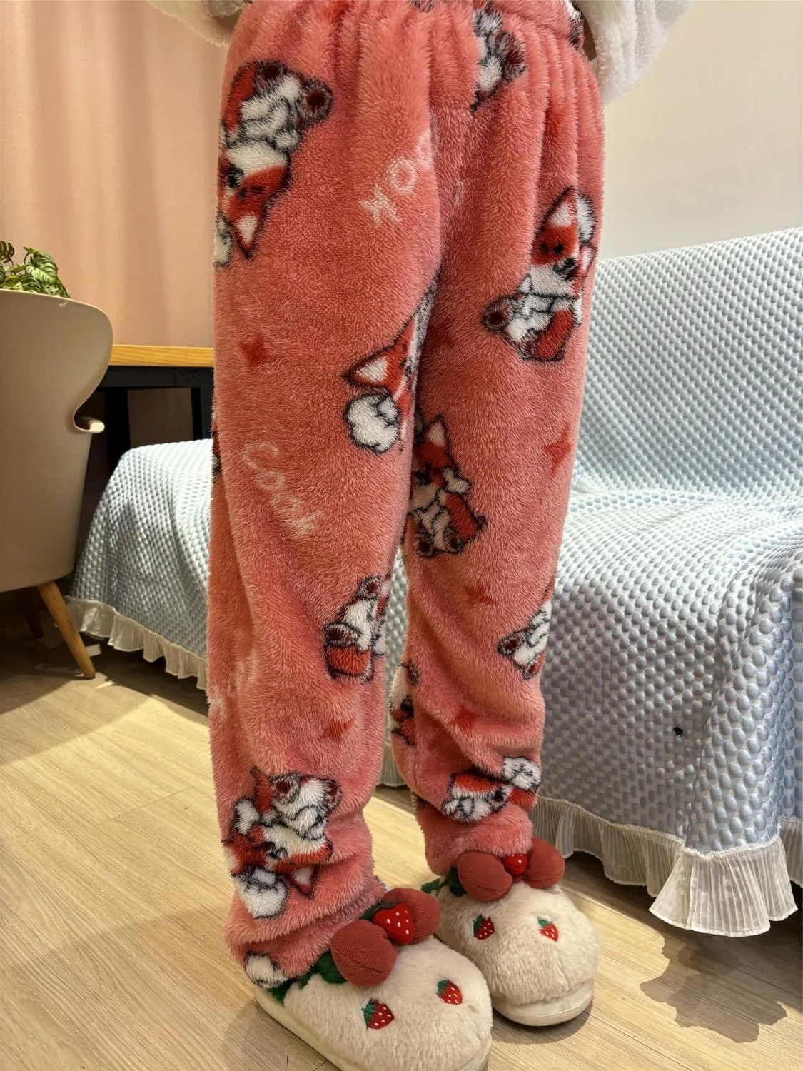 Kawaii-Cartoon-Pyjamabroek-Dikke-Warme-Kerst-Slaapbroek-Pluizige-Pyjama ...
