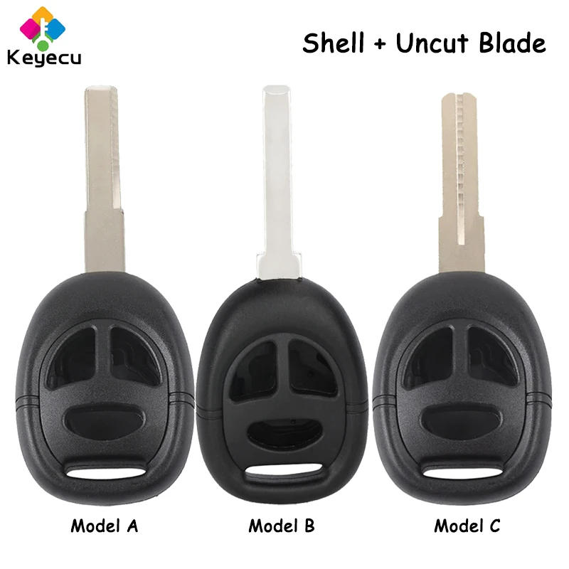 KEYECU Remote Head Car Key Shell Case With Uncut Blade 3 Buttons Fob ...
