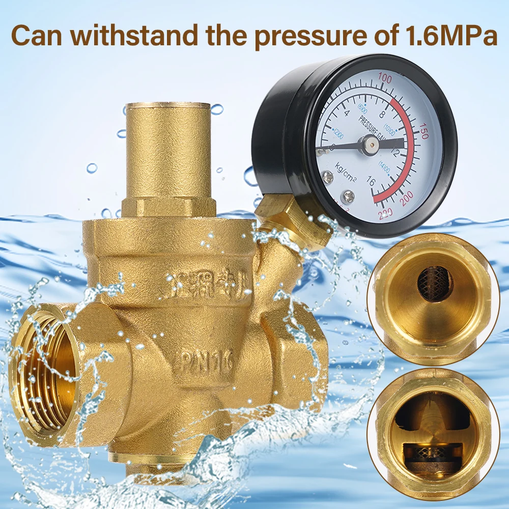 Water Pressure Reducer Brass Pressure Regulator DN20/DN15 Brass ...