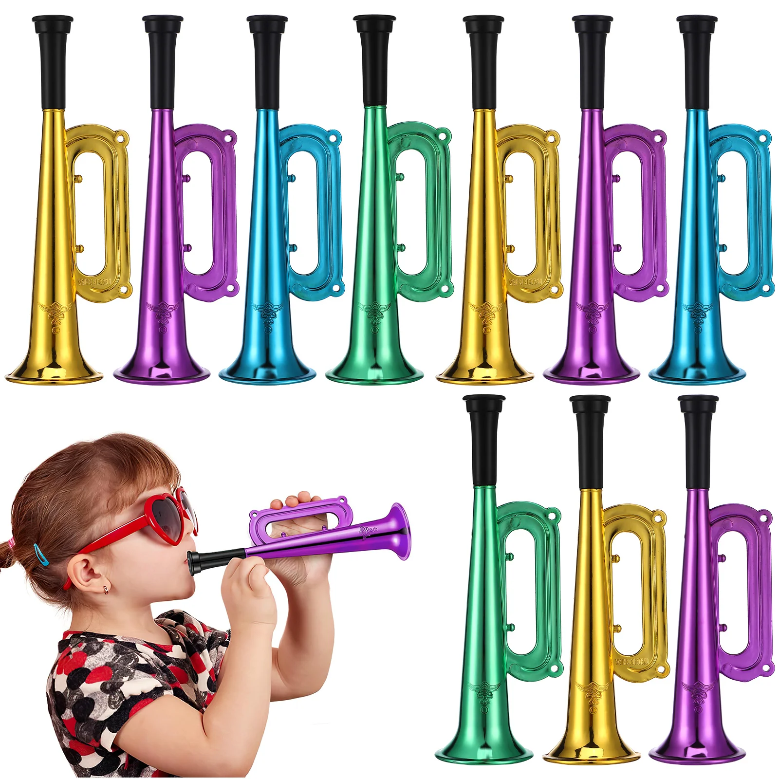 10Pcs Colorful Plastic Trumpet Kids Trumpet Stadium Horn Game Noise ...