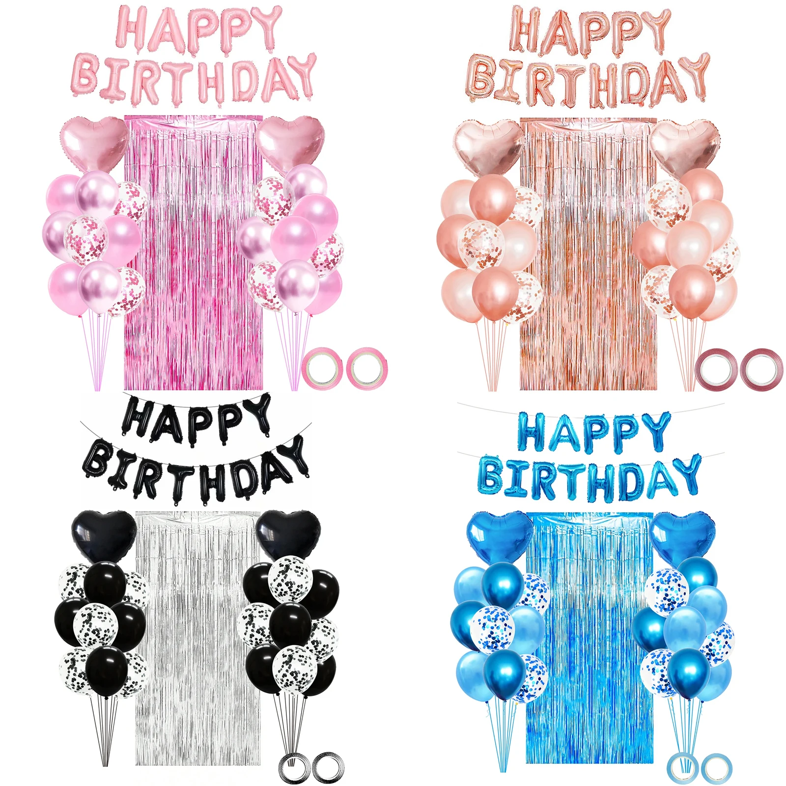36Pcs Mixed Balloons Happy Birthday Party Decoration Metallic Foil ...